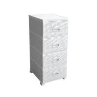 Dulap din plastic depozitare tip ratan alb cu 4 sertare 47x38x92 ...