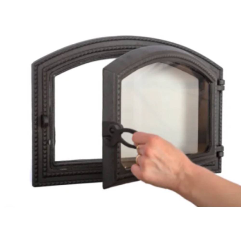 Usa semineu, cuptor gradina cu geam Camur, fonta