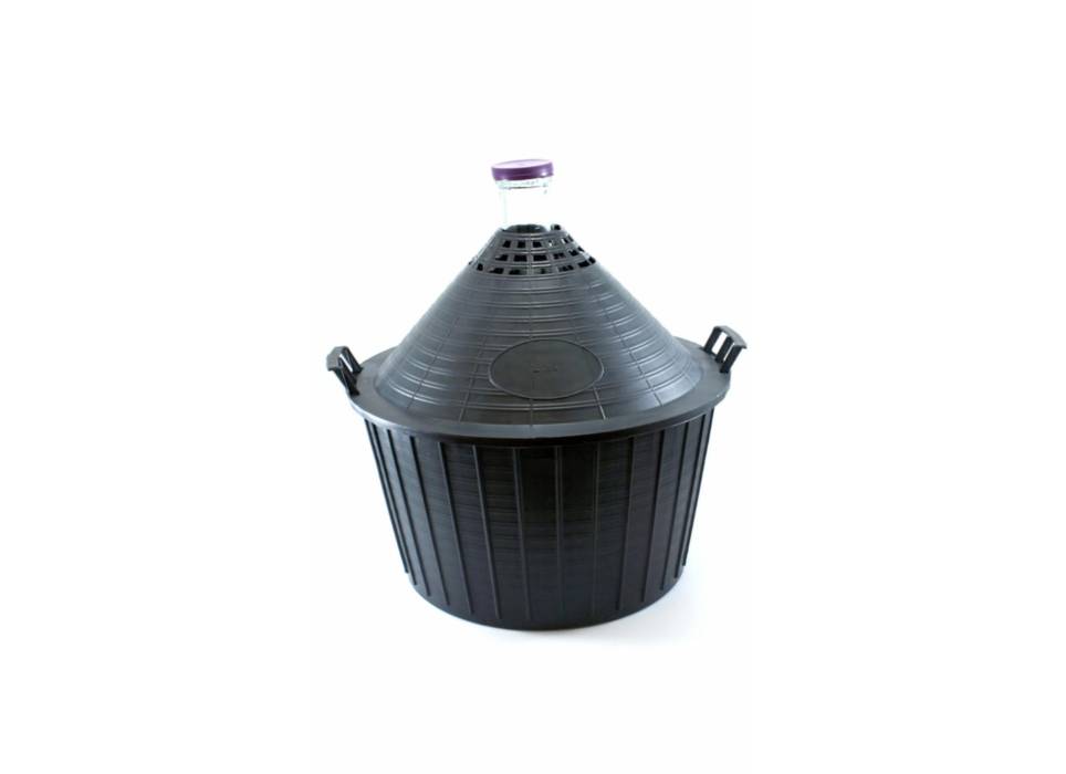 Damigeana 25L din sticla in cos din plastic negru, cu dop - Plasa Umbrire