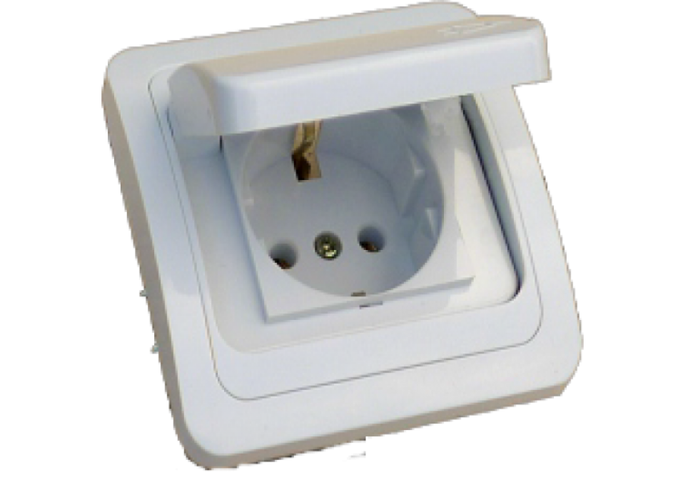Priza simpla cu capac 1 compartiment, IP22 - montaj incastrat