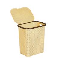 Cos de Rufe STERK, 46x36x51 cm, cu Capac, Rattan Bej - Plasa Umbrire